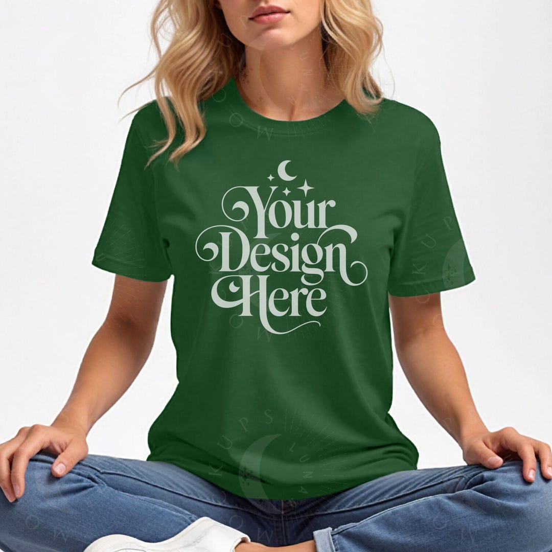 Evergreen Bella Canvas 3001 Shirt Mockup BC3001 Evergreen Shirt Mock-up ...