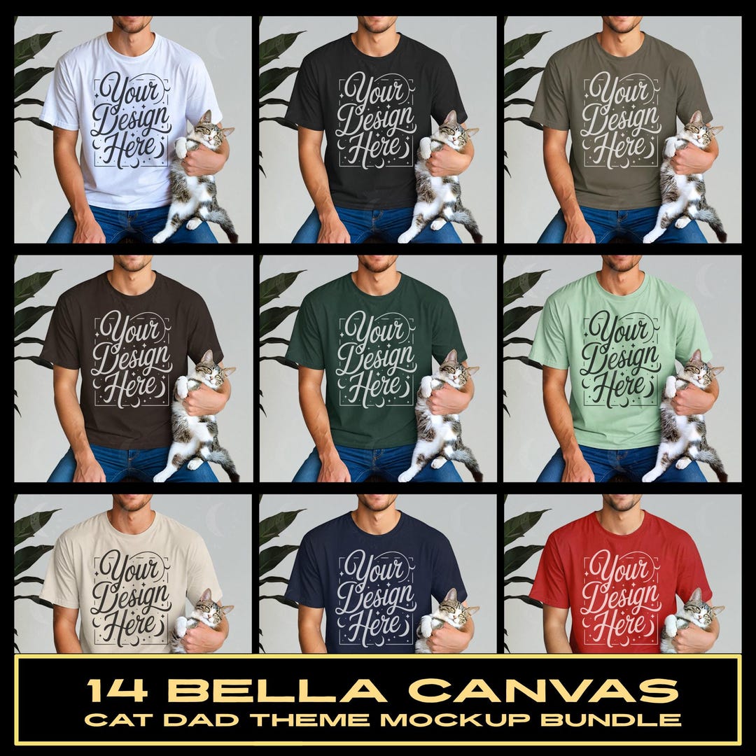 Bella Canvas 3001 Cat Theme Bundle Mockup Unisex Jersey Short Sleeve ...
