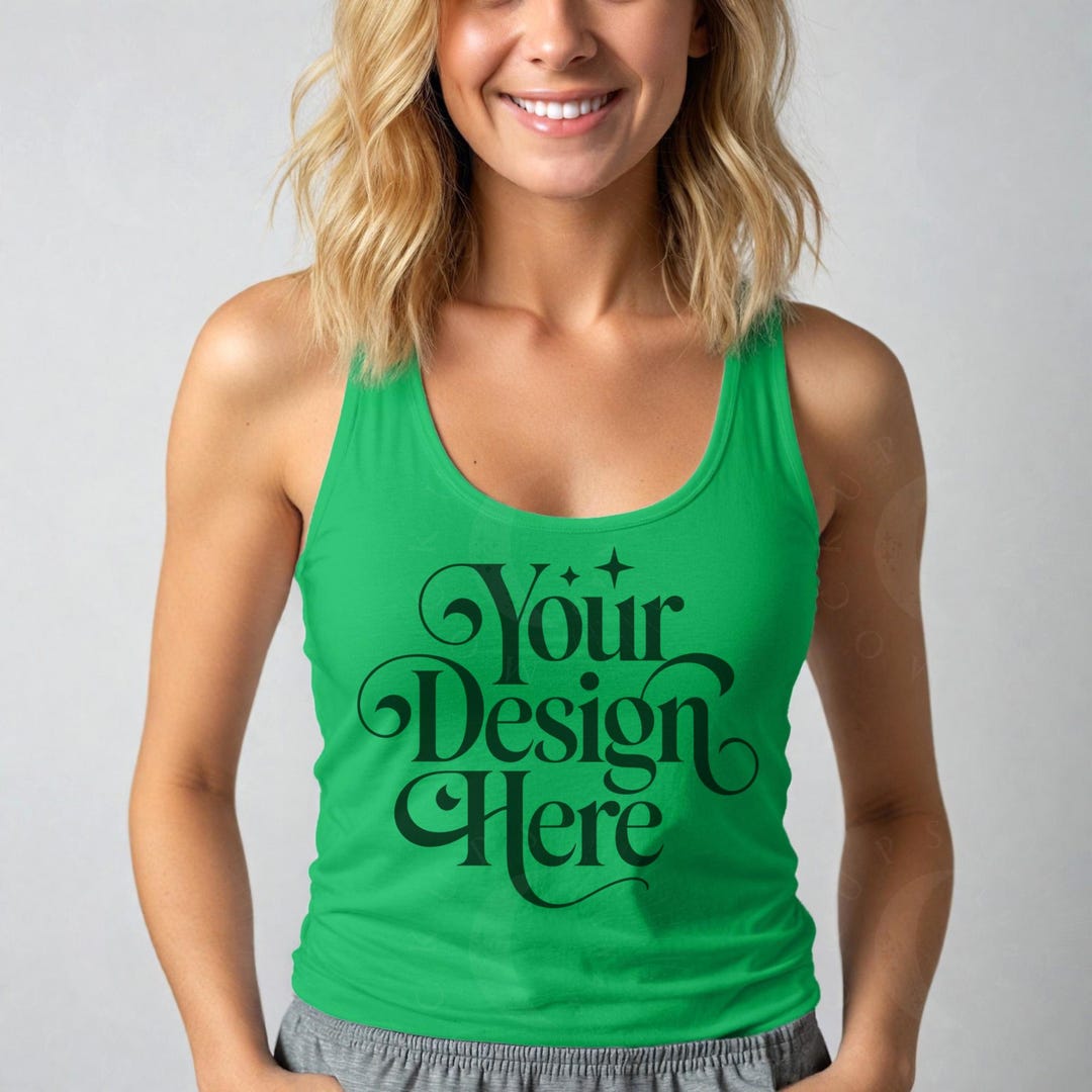 Next Level 1533 Solid Kelly Green Mockup Women's Ideal Racerback Tank ...
