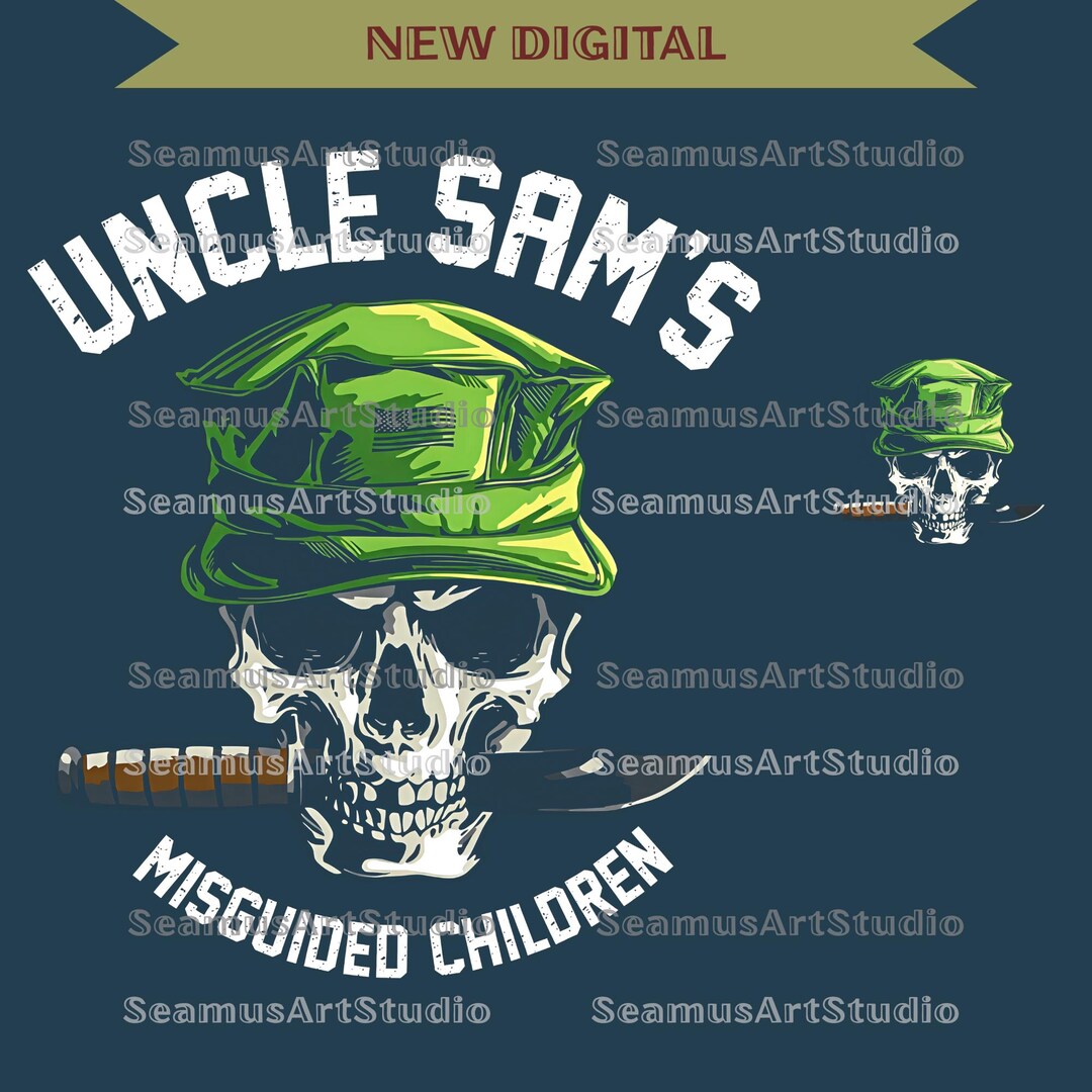 Uncle Sam's Misguided Children Png, 2 Sides Skull Cap and Combat Knife ...