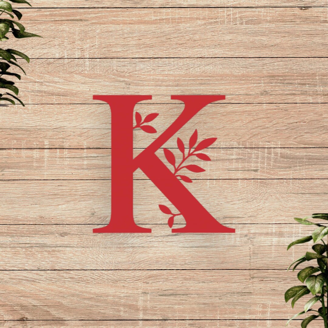 Personalized Wooden Initial Wall Letter Custom Botanical Monogram Decor ...