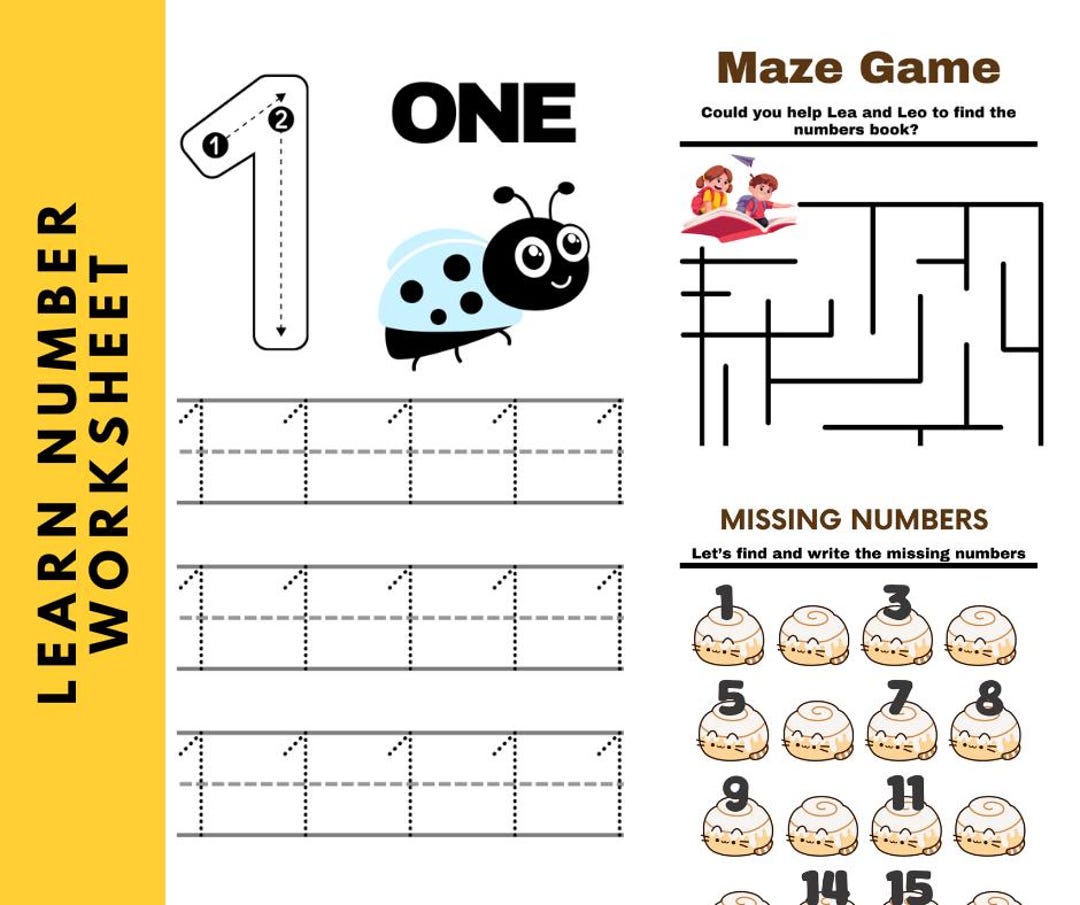 Numbers Learning Workbook, Homeschool Numbers Worksheet, Homeschool ...