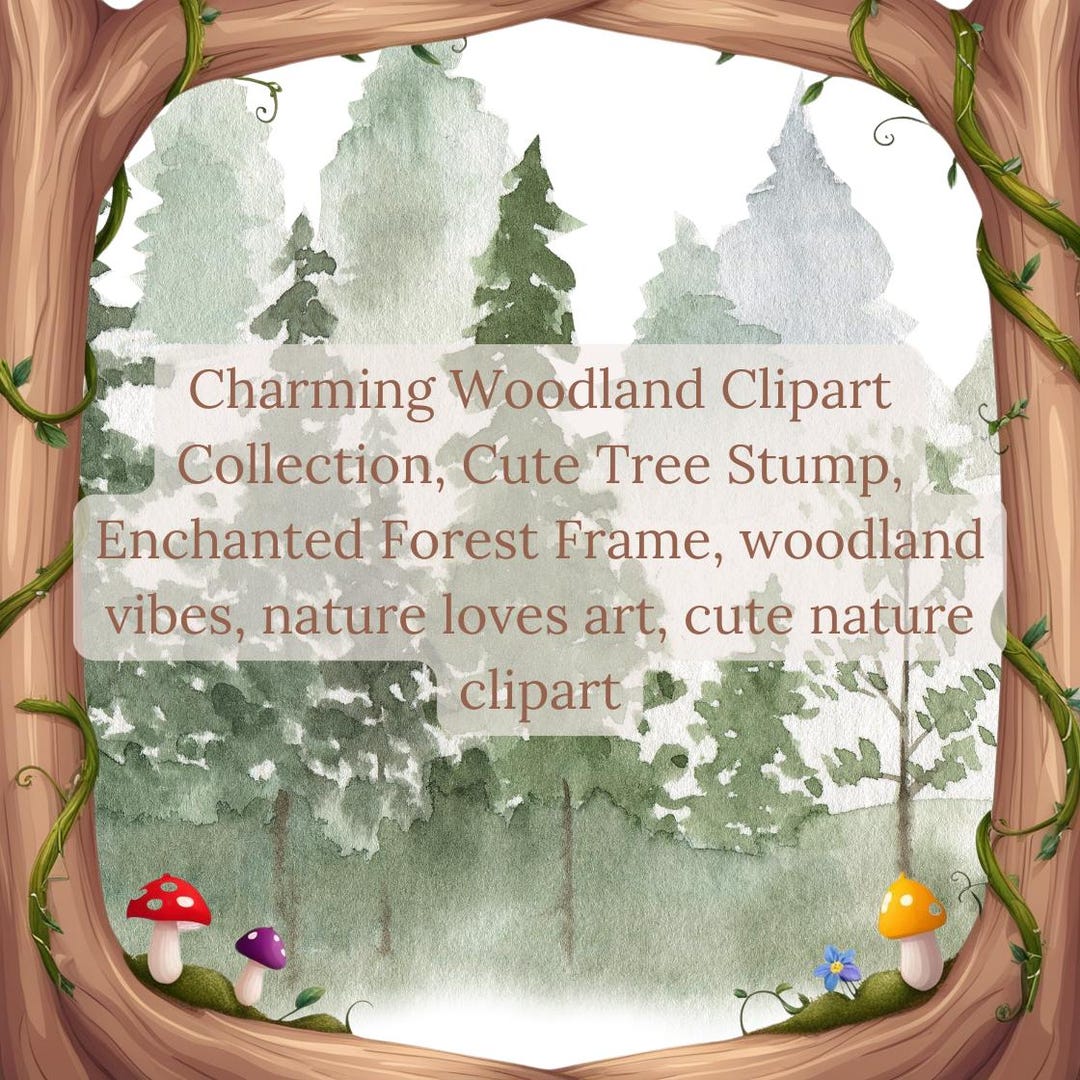 Charming Woodland Clipart Collection, Cute Tree Stump, Enchanted Forest ...