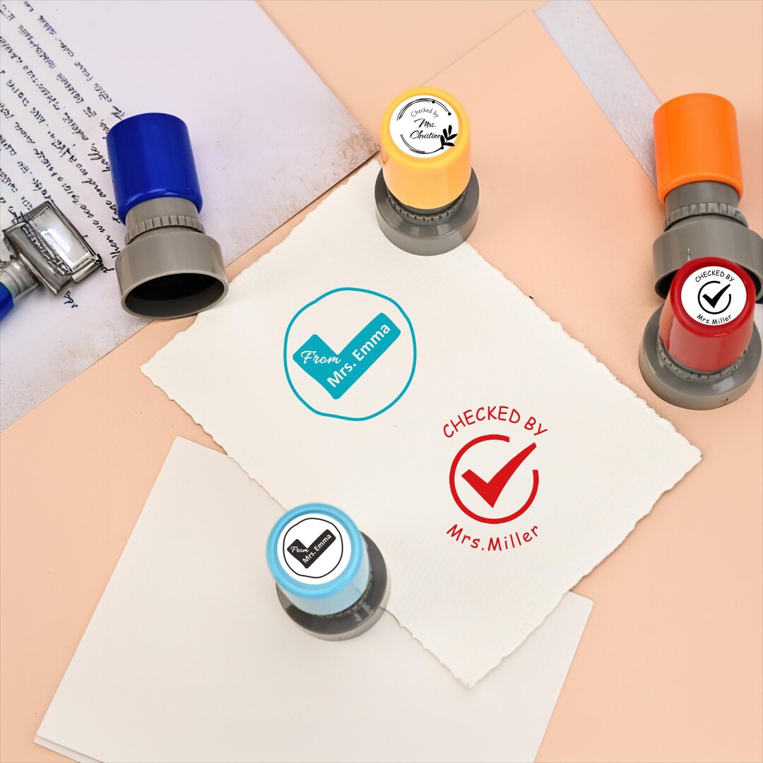 Checked by With Teacher Name Stamp, Personalised Teacher Stamps, Custom ...