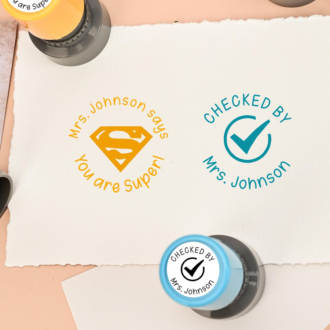 Custom Teacher Stamp, Personalized Name Teacher Stamps, Cute Cartoon ...