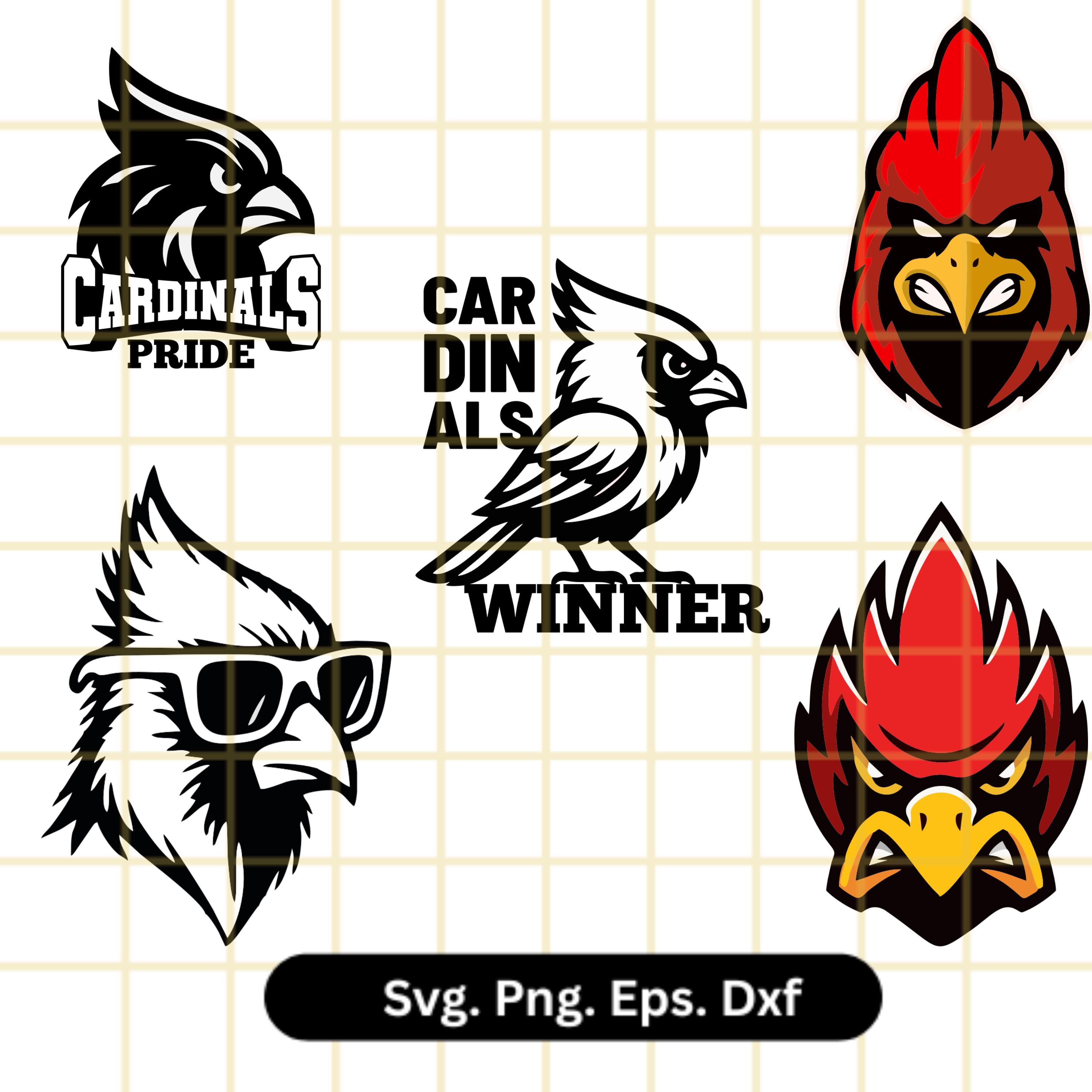 Cardinal Mascot SVG PNG Bundle, School Spirit Cut Files (digital ...