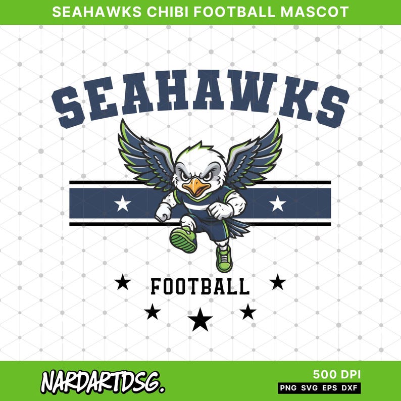 Seahawks Chibi Mascot Logo (svg, Png, Eps, Dxf) - Digital Files - Etsy