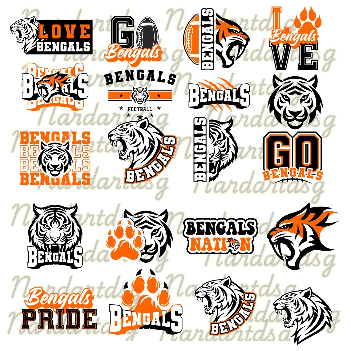 Bengals SVG Bundle: Hand-drawn Cricut Cut Files (digital Download) - Etsy
