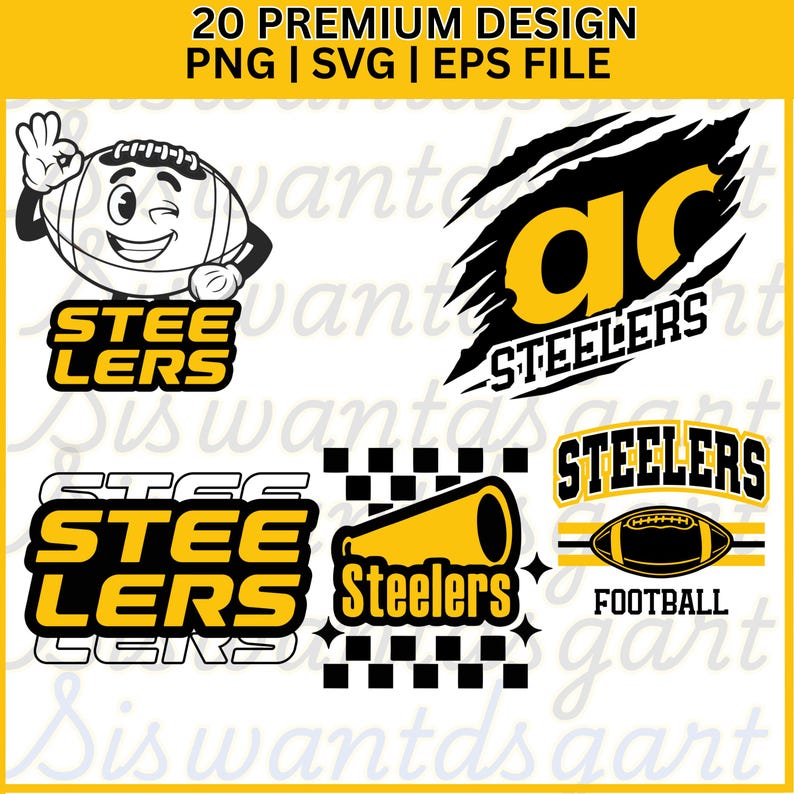 20 Steelers SVG PNG EPS Bundle, Football Team Logo (digital Download ...