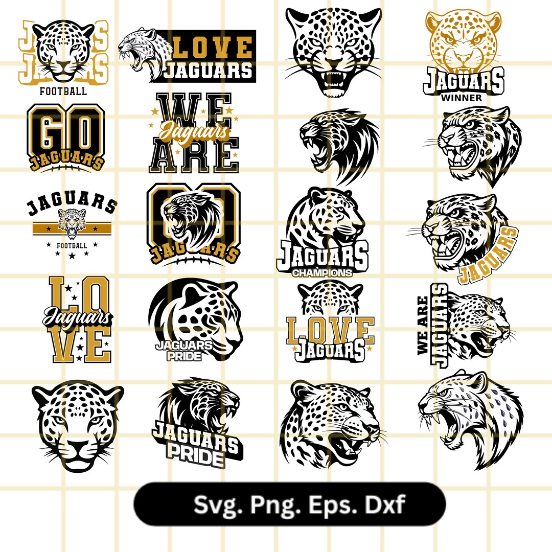 Jaguars Mascot SVG PNG Bundle, School Sports Team Cut Files (digital ...