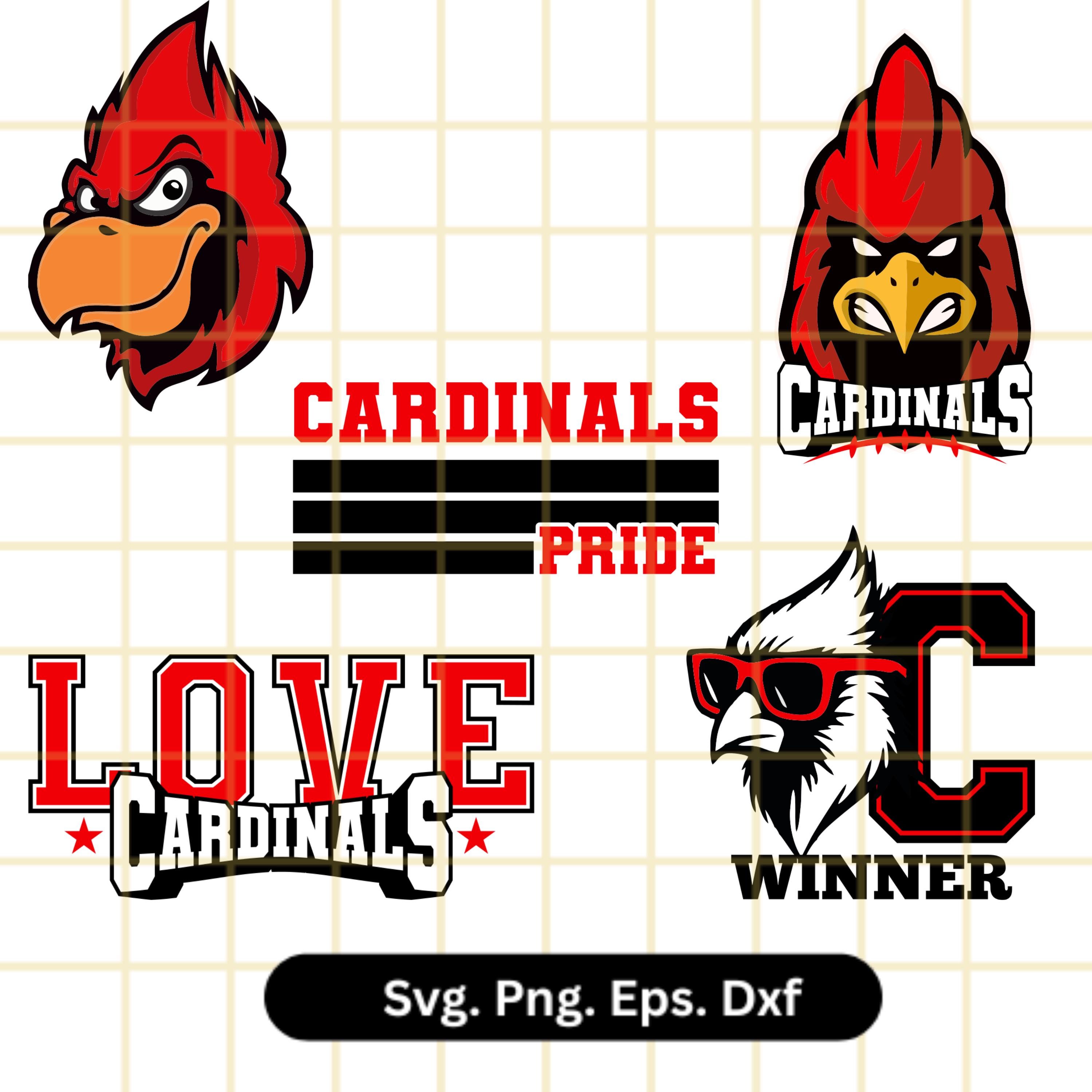 Cardinal Mascot SVG PNG Bundle, School Spirit Cut Files (digital ...