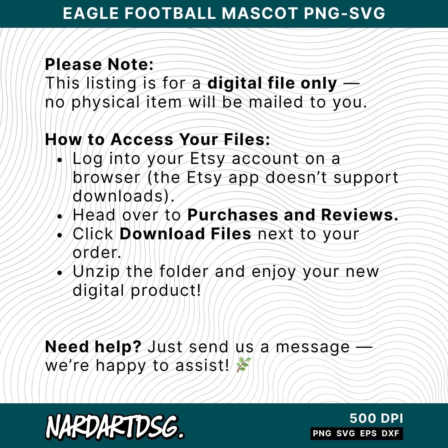 Eagles Team Spirit Clipart | Digital Football Bird Mascot PNG SVG Files ...