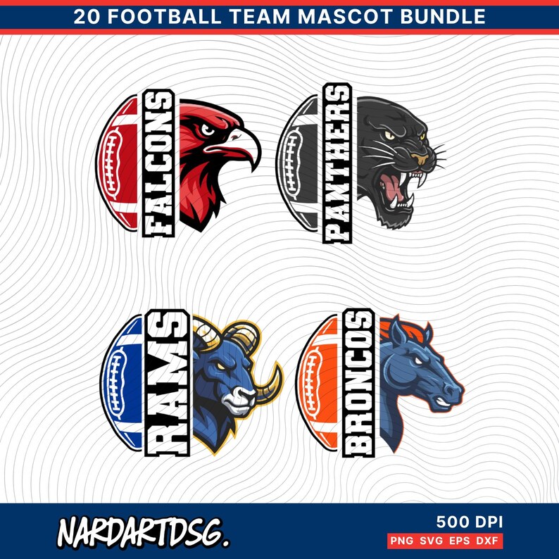Animal Football Mascot Logos | 20 Team Designs (svg, Png, Eps, Dxf) - Etsy