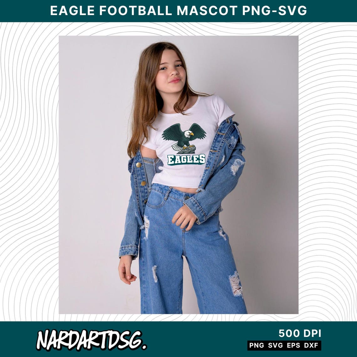 Eagles Team Spirit Clipart | Digital Football Bird Mascot PNG SVG Files ...