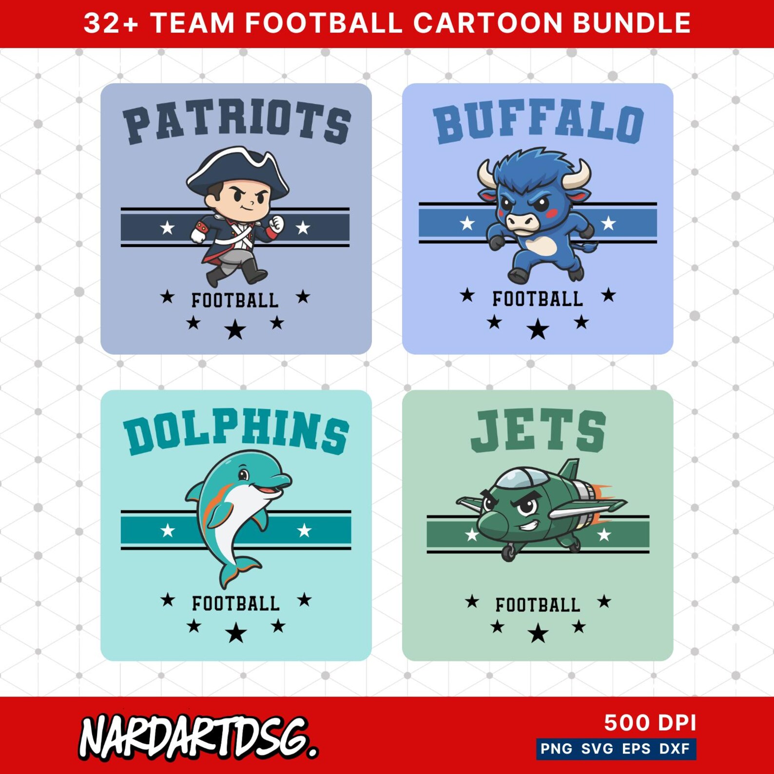 32+ Football Chibi Mascot Bundle Svg | Seahawks Bengals Bears Steelers ...