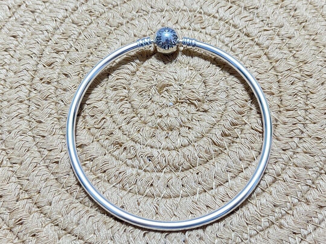 Pandora Simple Silver Bangle Bracelet, 925 Silver Minimalist Jewellery ...