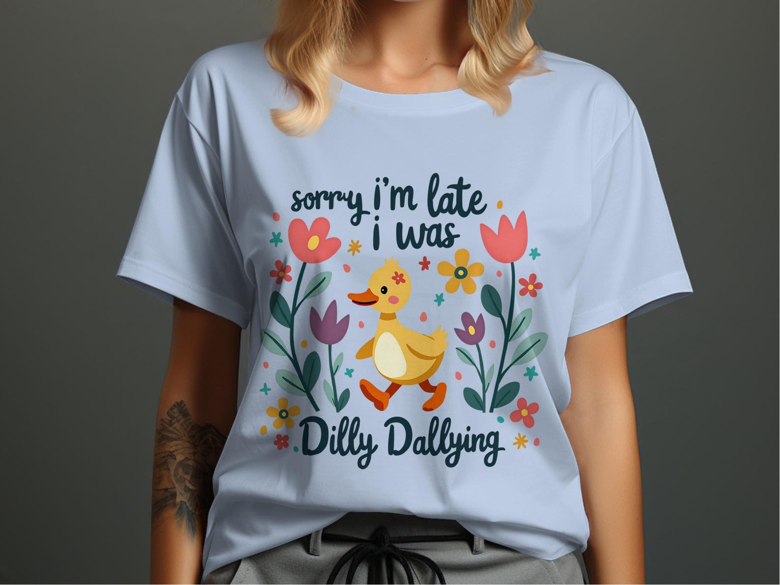 Cute Duck Pun Printable Wall Art, Sorry I'm Late I Was Dilly Dallying ...