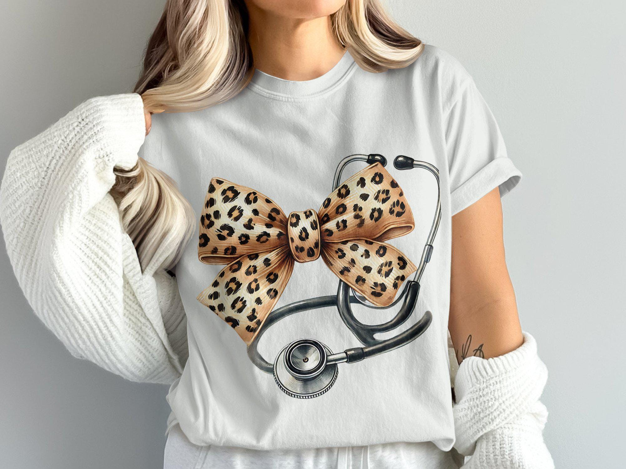 Medical Stethoscope Leopard Bow Digital Download Print, Healthcare ...