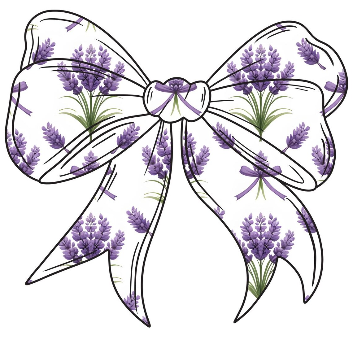 Lavender Bows Digital Paper, Floral Bows Pattern, Gift for Lavender ...