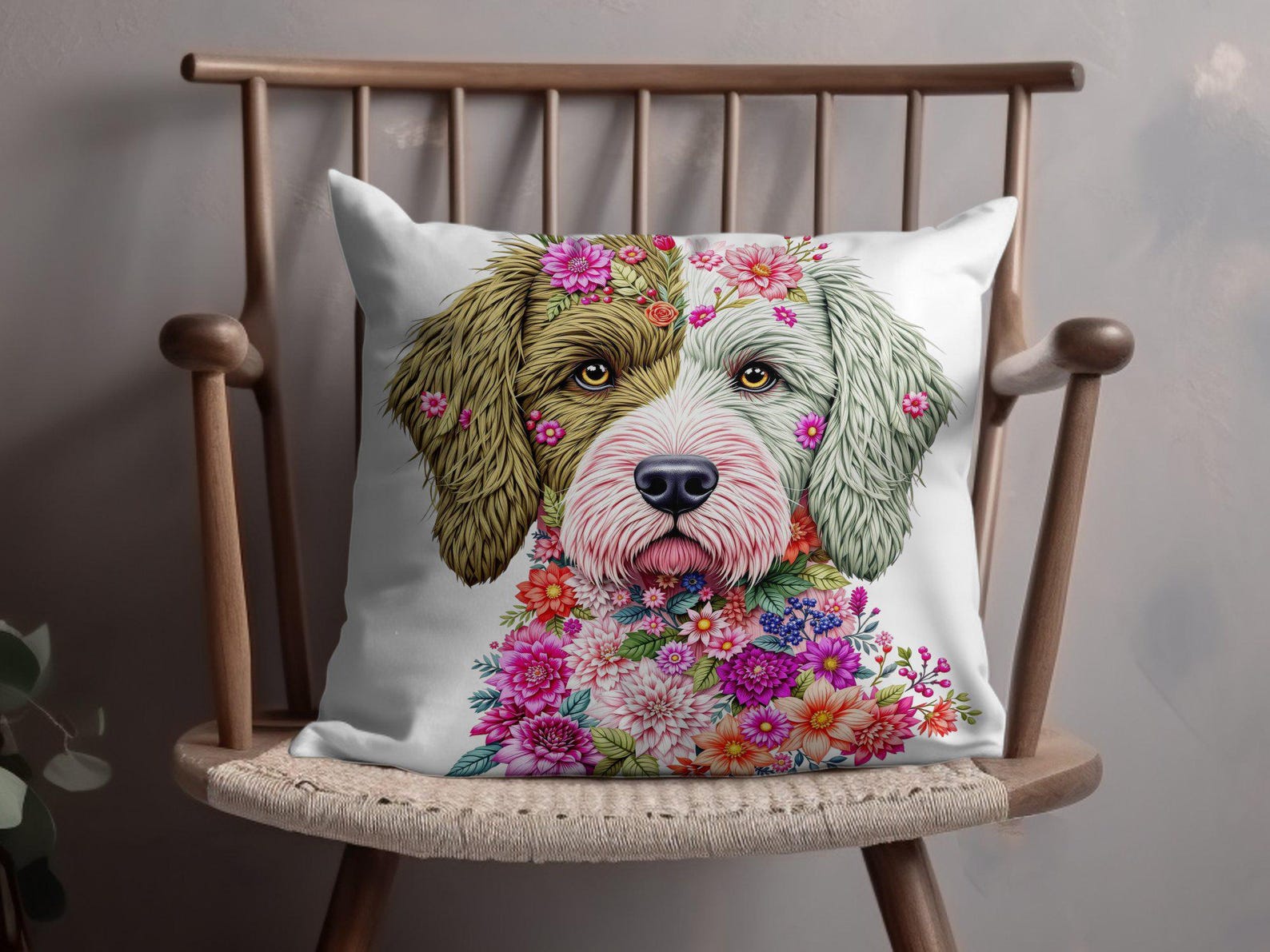 Floral Dog PNG, Cute Puppy Clipart, Dog With Flowers, Pet Portrait ...