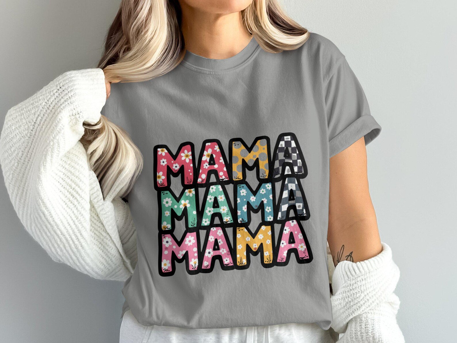 Colorful Floral MAMA Digital Download, Retro Style MAMA Art, Printable ...