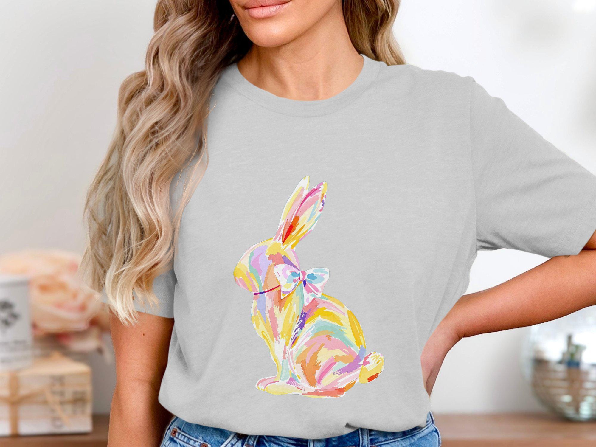 Colorful Bunny Rabbit Clipart, Easter Bunny Digital Art, Vibrant Bunny ...
