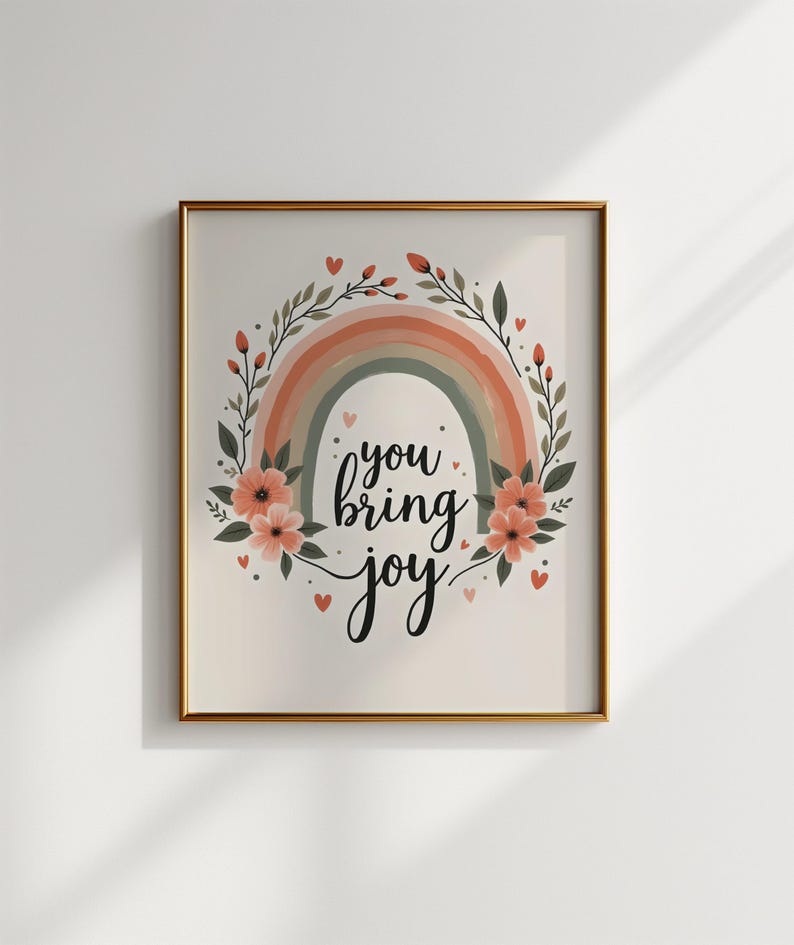 Boho Rainbow Printable Nursery Wall Art Girl | Floral Rainbow Decor ...
