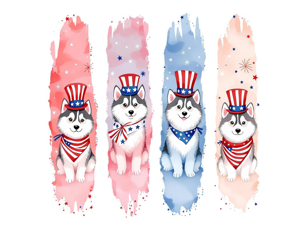 Patriotic Husky Dog Digital Download, 4th of July Dog Art Print ...
