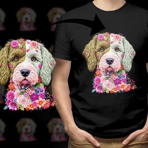 Floral Dog PNG, Cute Puppy Clipart, Dog With Flowers, Pet Portrait ...