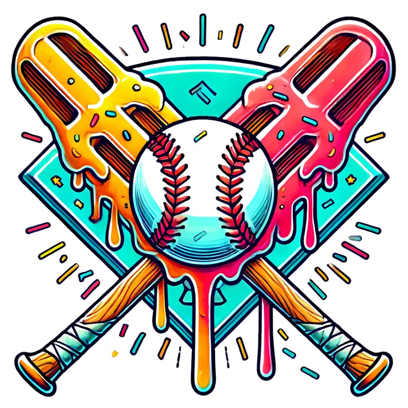 Baseball Ice Cream Digital Art, Summer Sports Ice Cream PNG, Fun ...