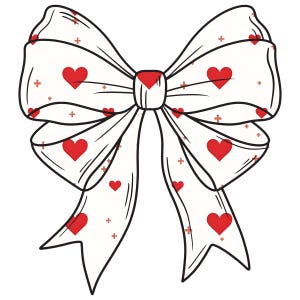Digital Bows With Hearts, Bows Lover Gift, Cute Bows Art, Ribbon Bows ...
