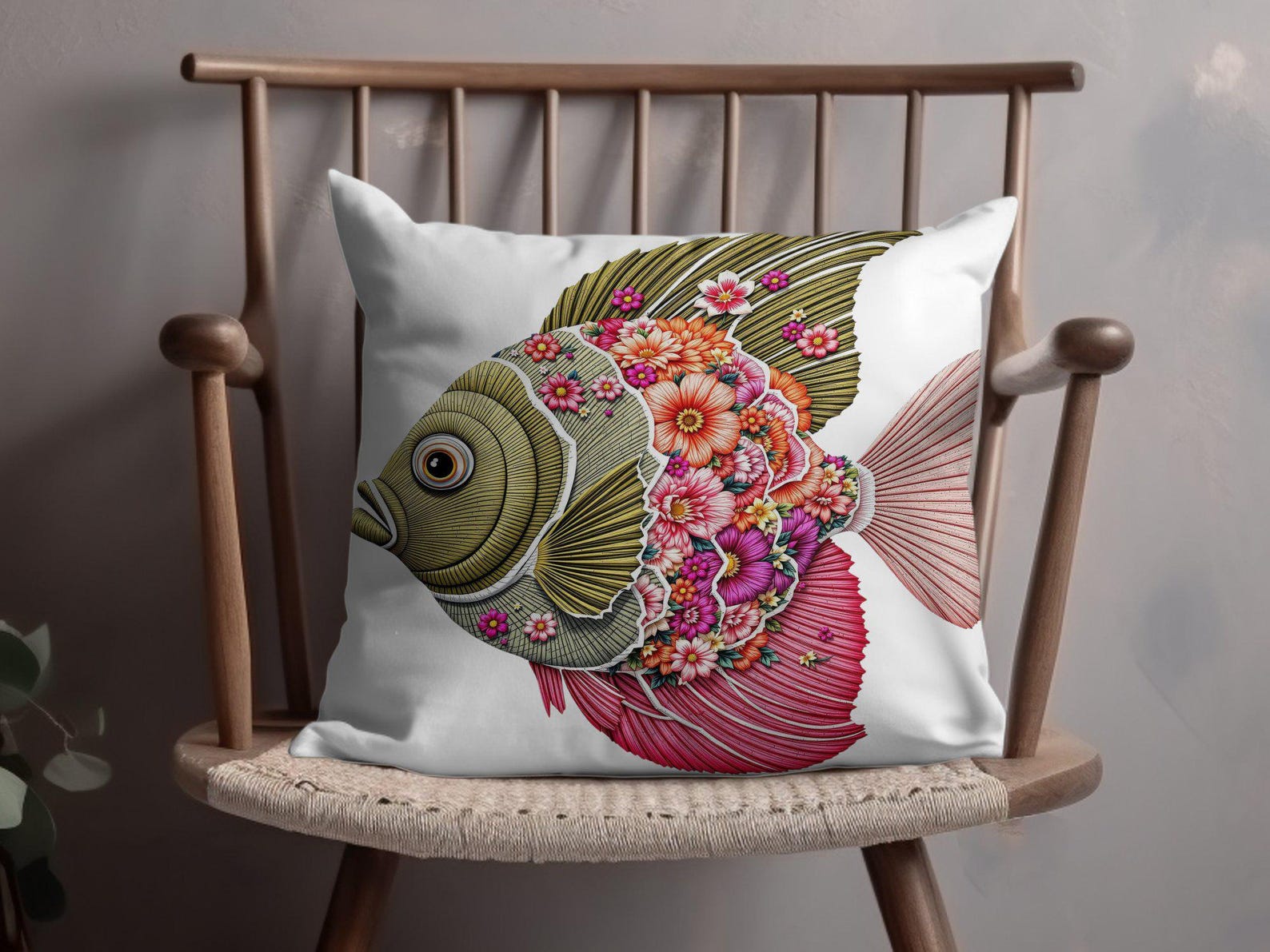 Floral Angelfish PNG, Digital Download, Fish Art Printable, Colorful ...