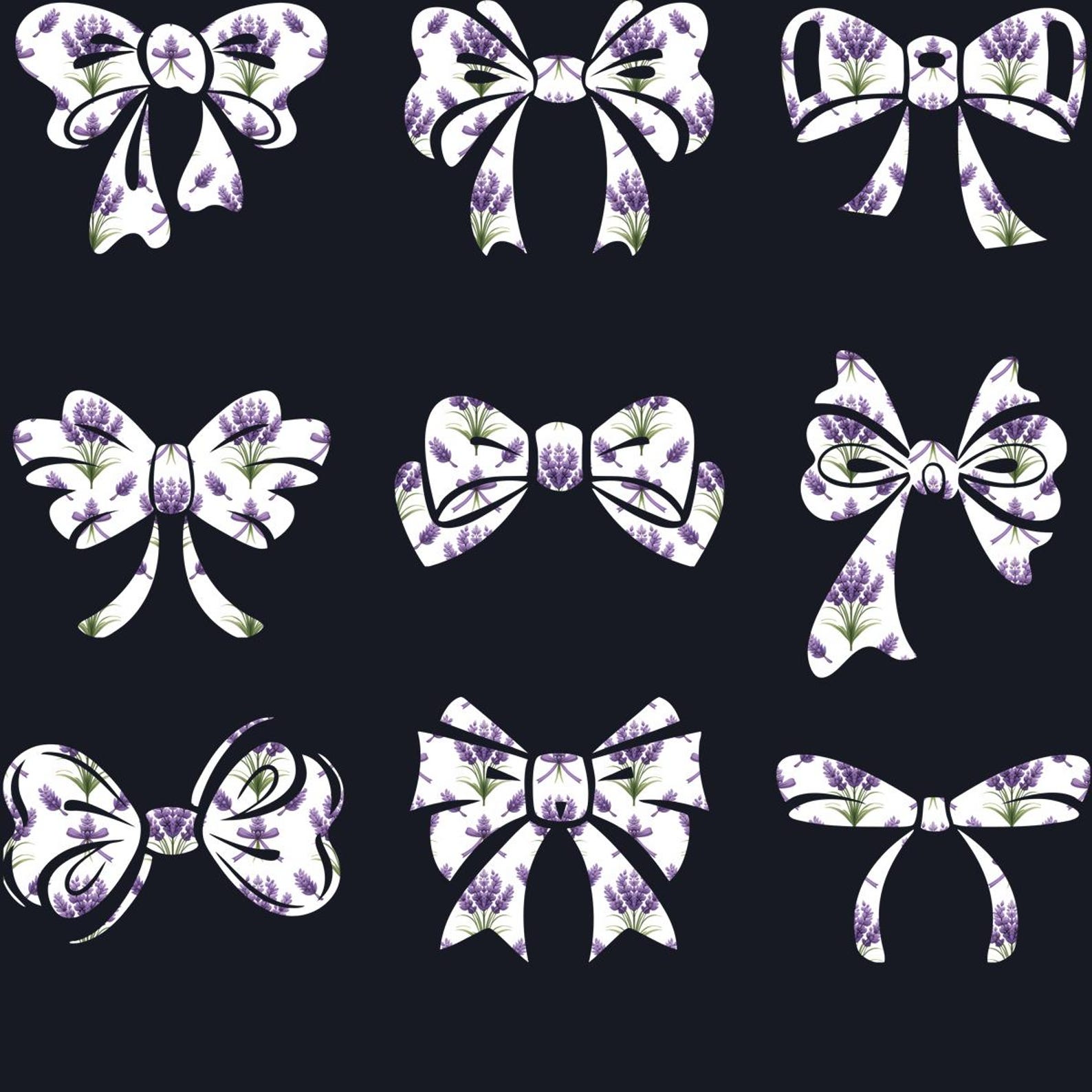 Lavender Bows Digital Paper, Floral Bows Pattern, Gift for Lavender ...