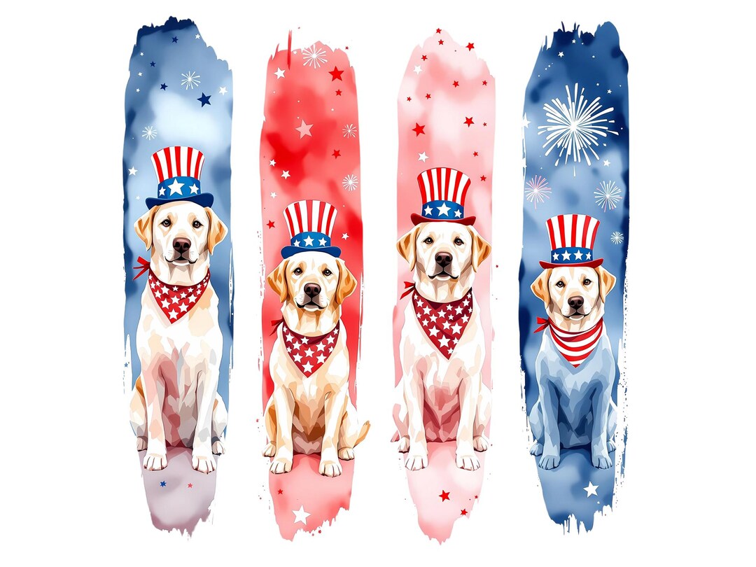 Patriotic Labrador Dog Digital Art Print, 4th of July Labrador Poster ...