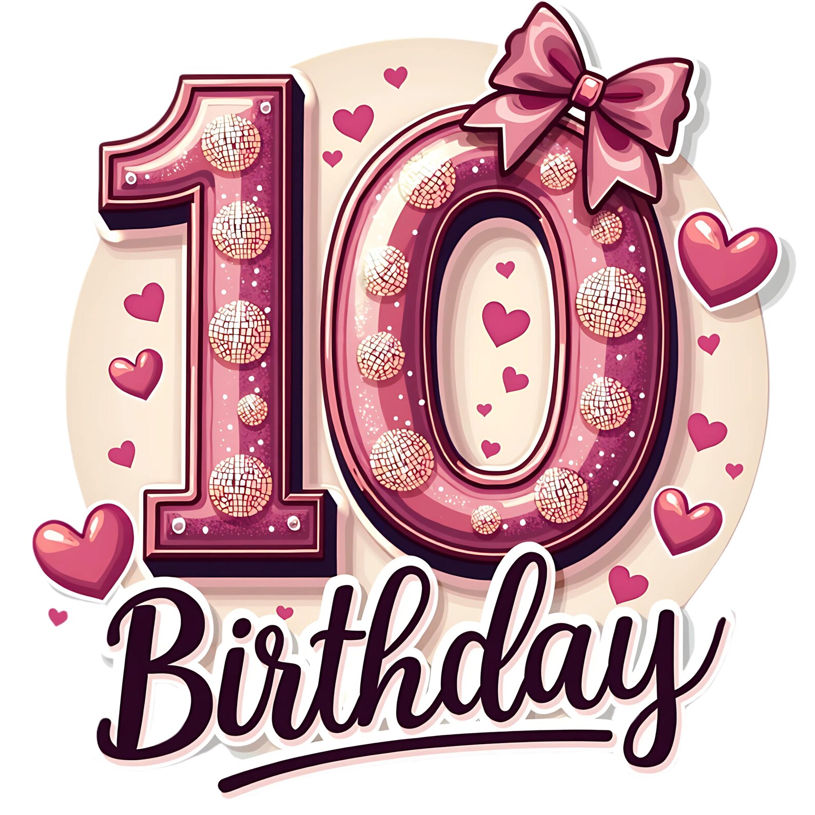 10th Birthday Disco Ball PNG Digital Download, Party Decoration ...