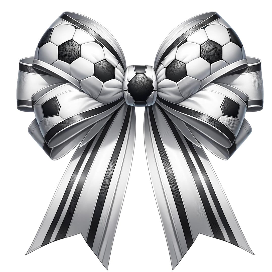 Soccer Ball Bow PNG Digital Download, Sports Themed Bow Clipart, Soccer ...