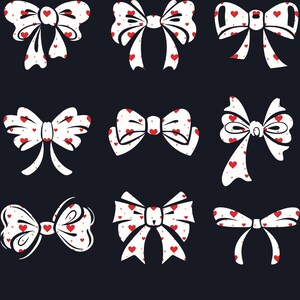 Digital Bows With Hearts, Bows Lover Gift, Cute Bows Art, Ribbon Bows ...