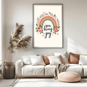 Boho Rainbow Printable Nursery Wall Art Girl | Floral Rainbow Decor ...