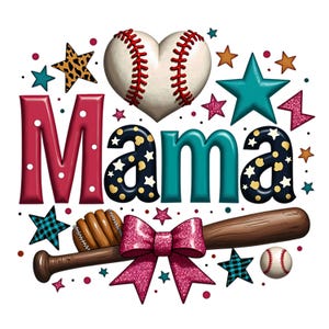 Sports Mama Printable Art, Baseball Mom Digital Download, Sports Lover ...