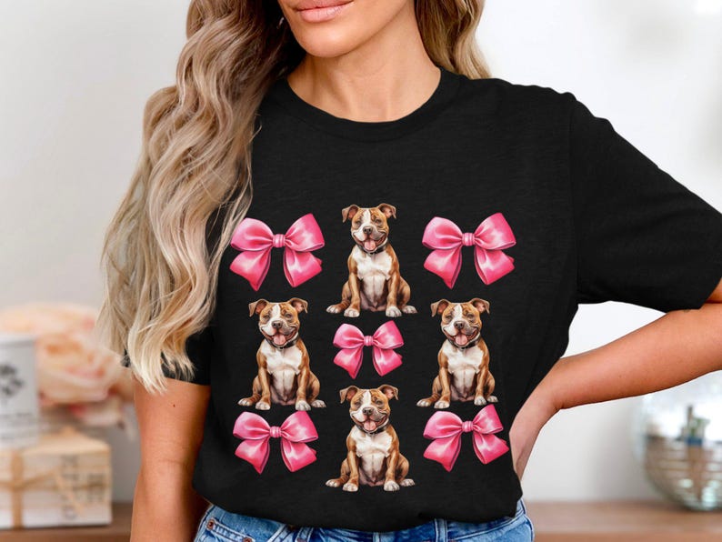 Cute Bulldog Puppy With Pink Bows Digital Art, Dog Lover Printable Wall ...