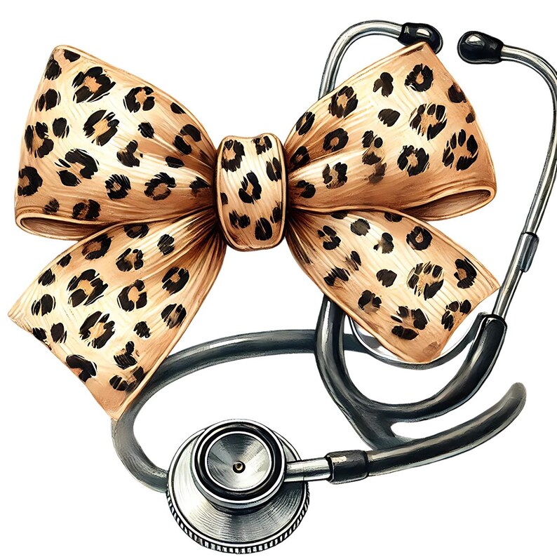 Medical Stethoscope Leopard Bow Digital Download Print, Healthcare ...