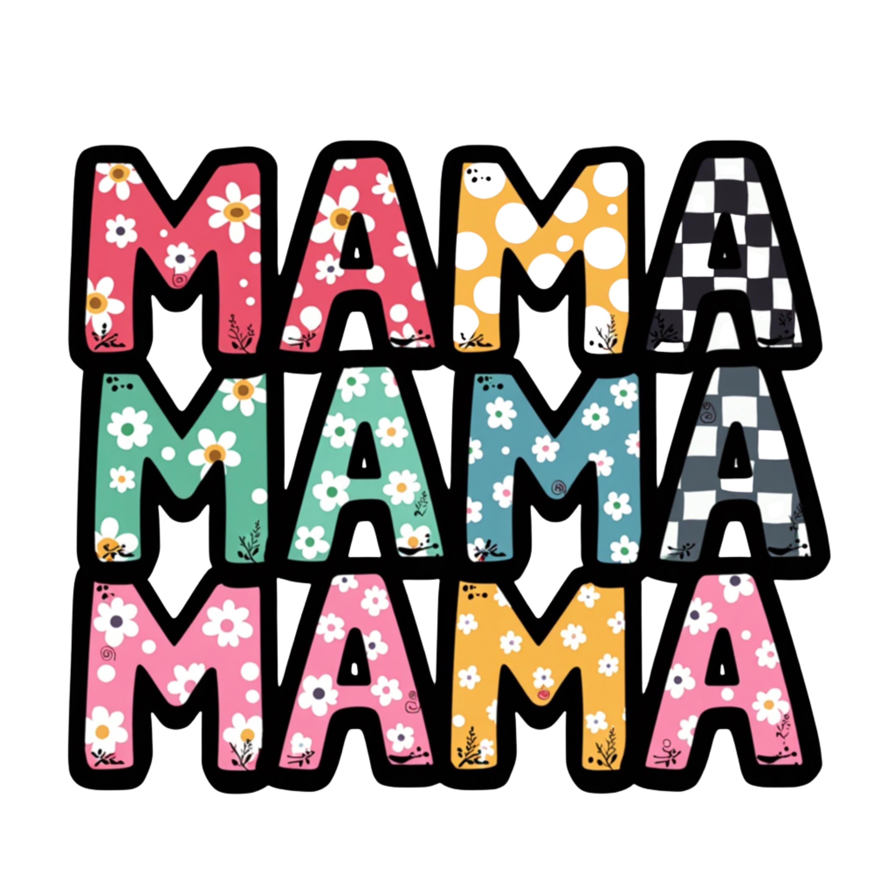 Colorful Floral MAMA Digital Download, Retro Style MAMA Art, Printable ...