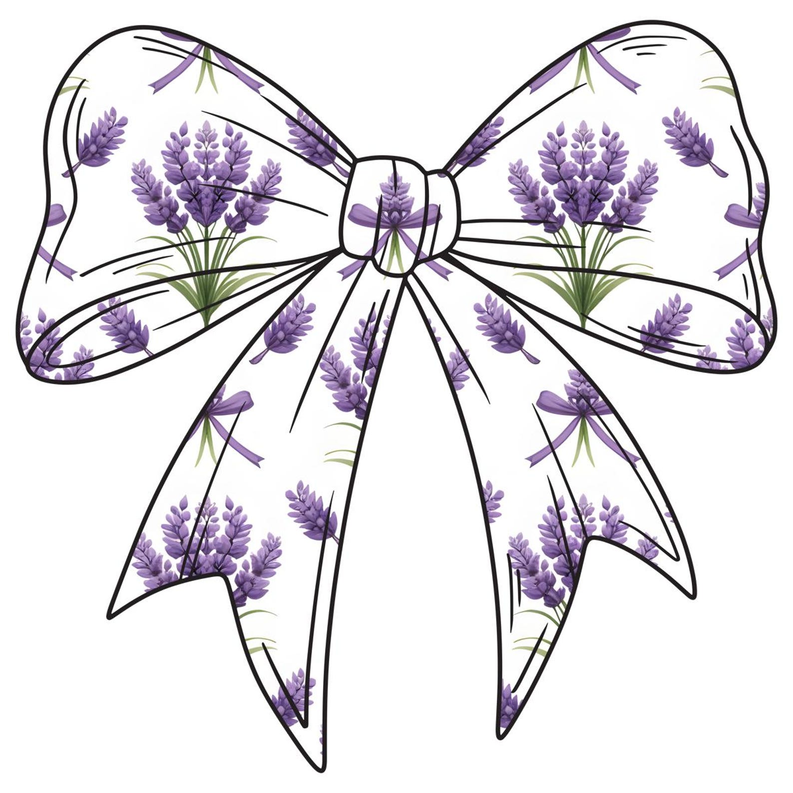 Lavender Bows Digital Paper, Floral Bows Pattern, Gift for Lavender ...