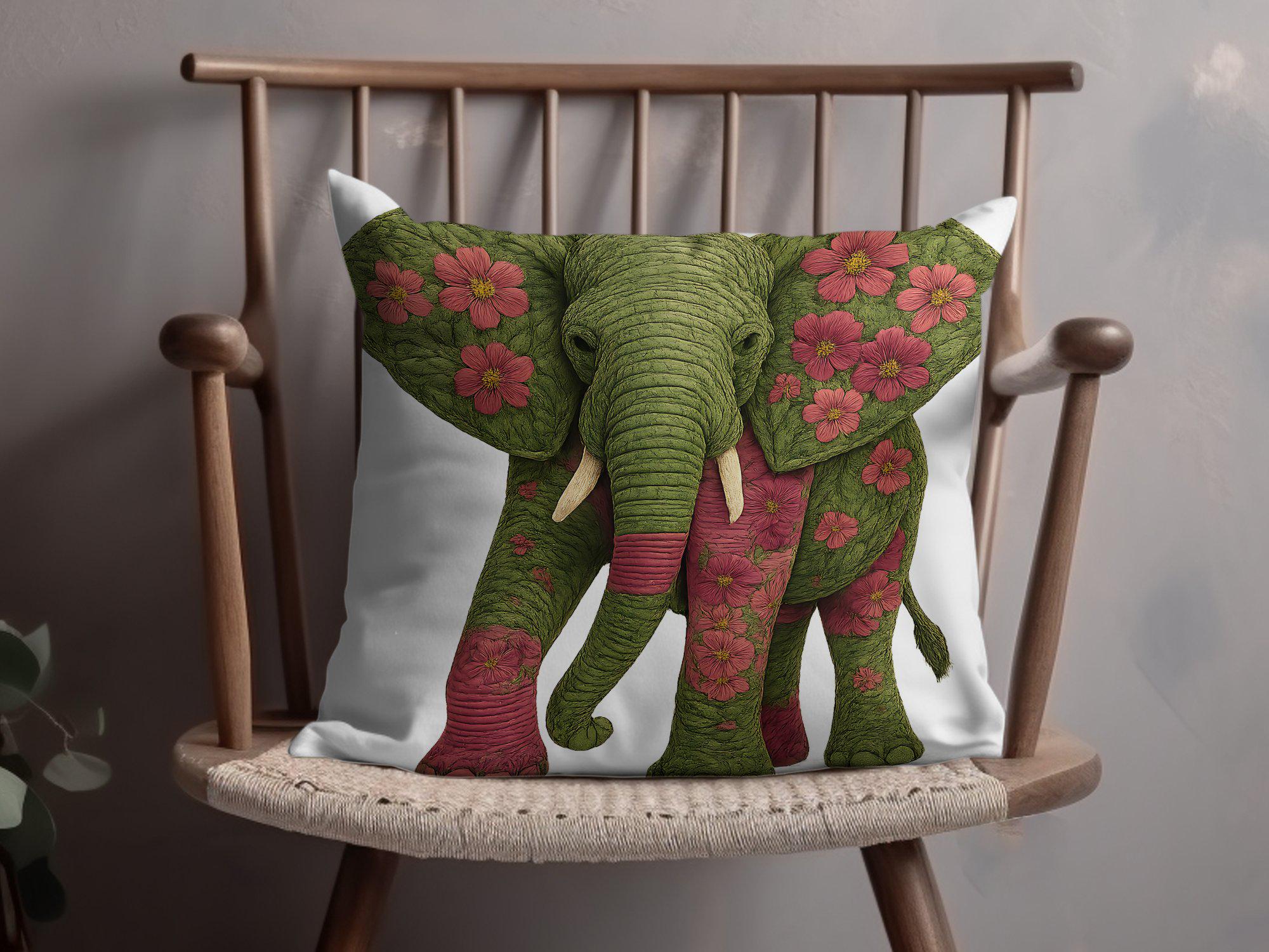 Green Floral Elephant PNG, Digital Download, Animal Art Print ...