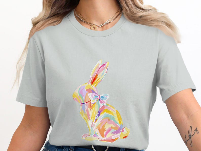 Colorful Bunny Rabbit Clipart, Easter Bunny Digital Art, Vibrant Bunny ...
