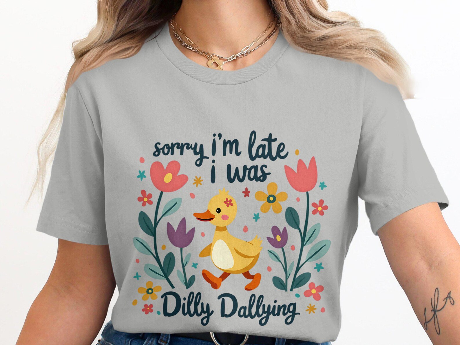 Cute Duck Pun Printable Wall Art, Sorry I'm Late I Was Dilly Dallying ...