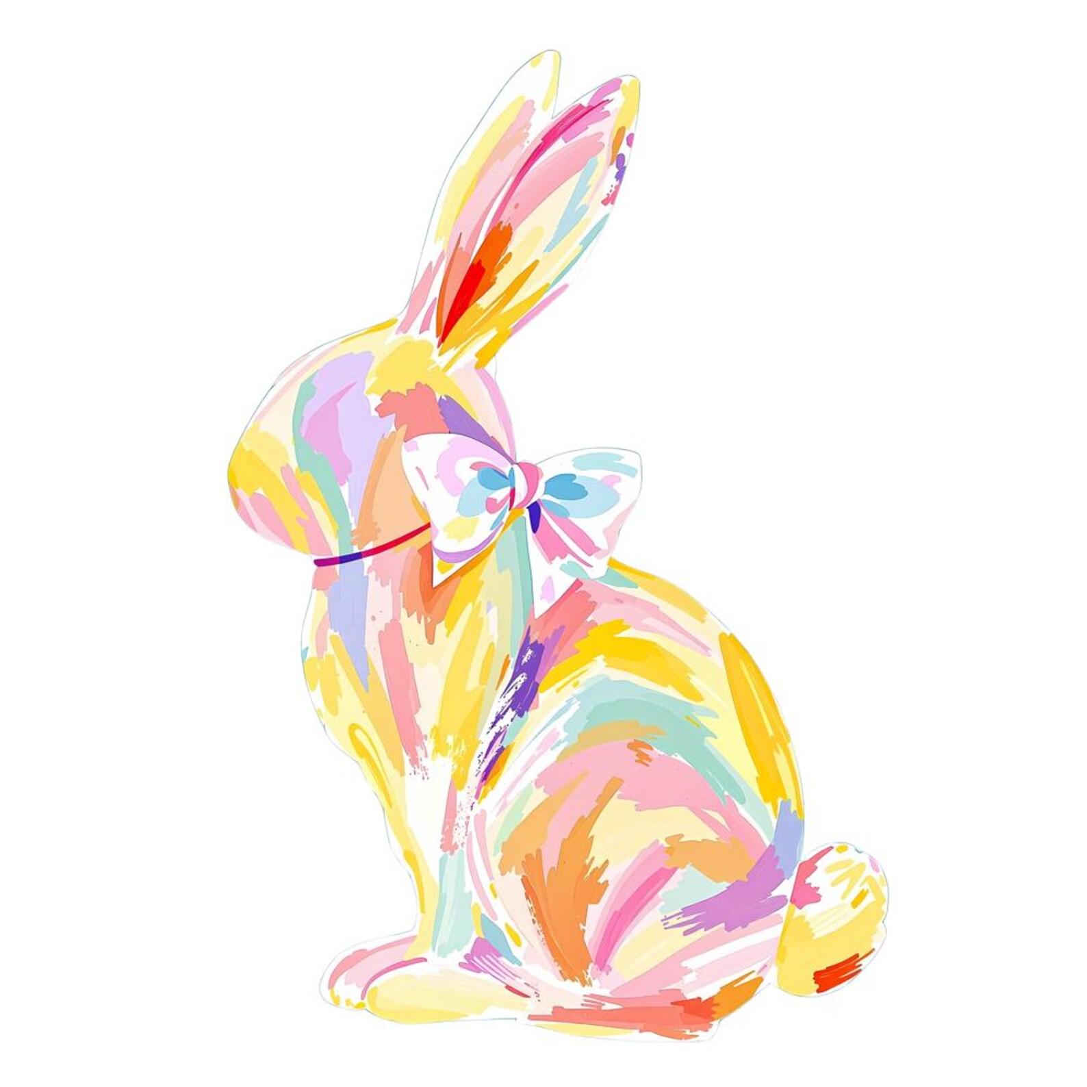 Colorful Bunny Rabbit Clipart, Easter Bunny Digital Art, Vibrant Bunny ...
