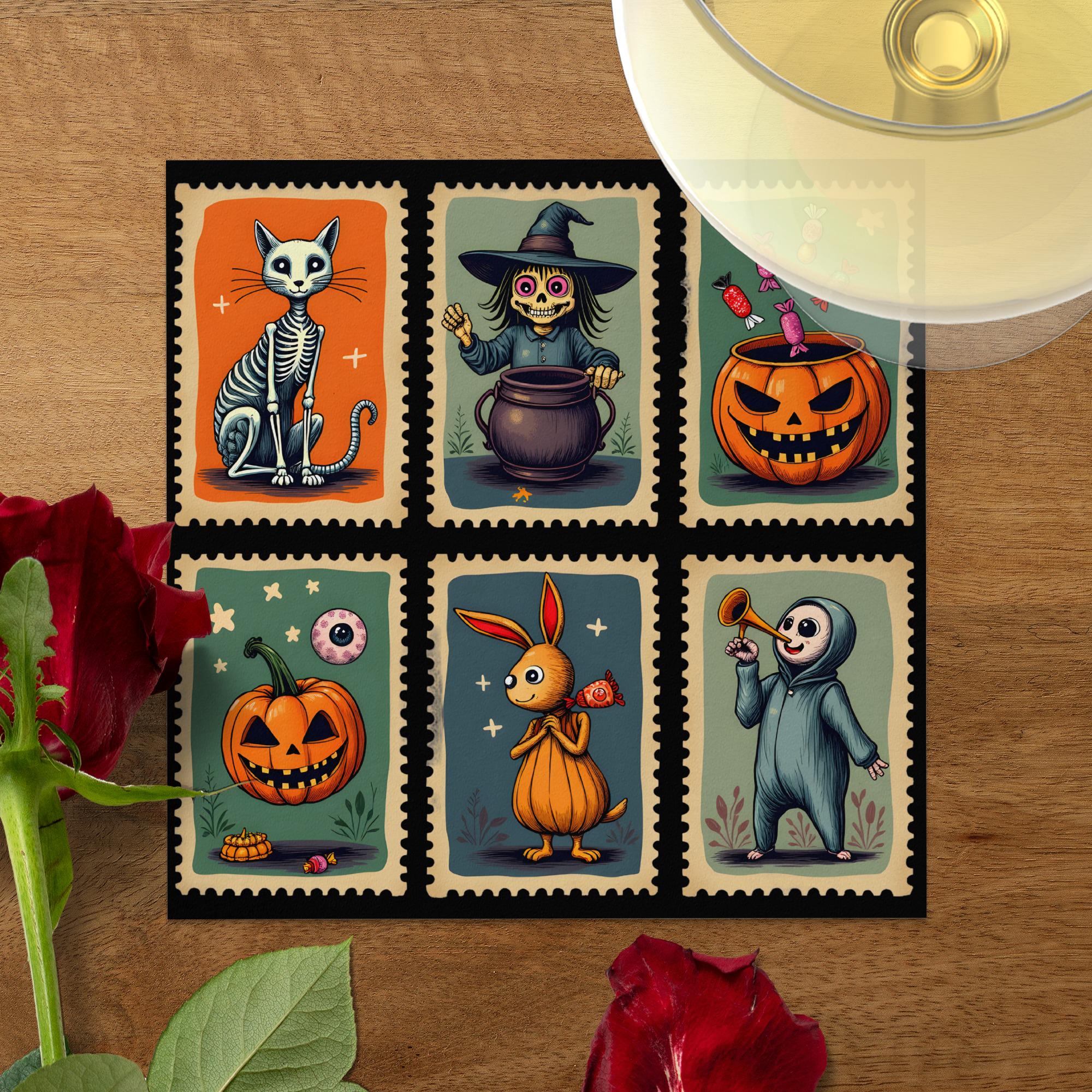 Halloween Digital Stamps, Printable PNG, Spooky Postcards, Cute ...
