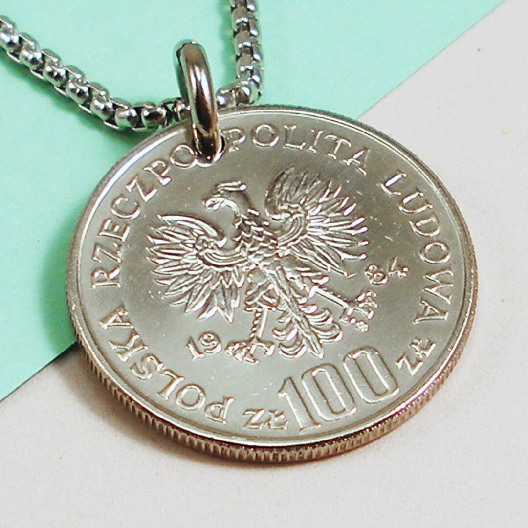 Poland, Vintage Coin Necklace -- Polish Heritage -- Big Coin - 100 ...