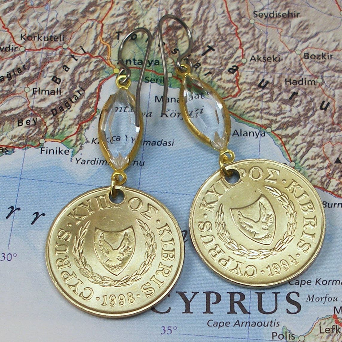 Cyprus Vintage Coin Earrings Ancient Symbol Cypriot - Etsy Canada